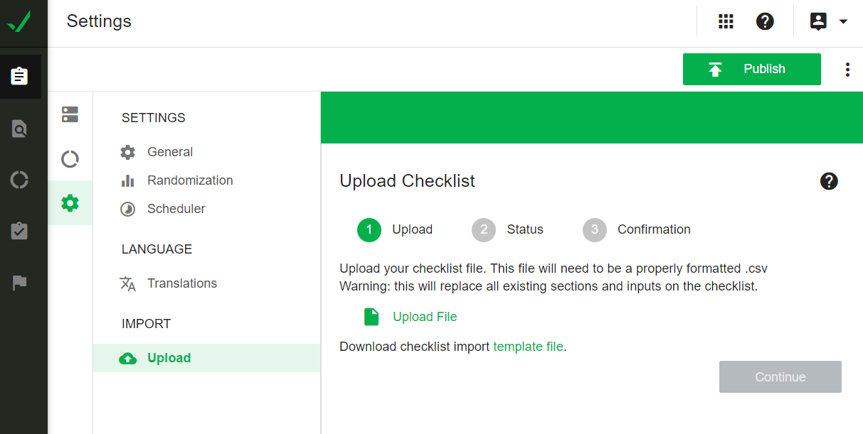 Upload a Checklist – IntouchCheck